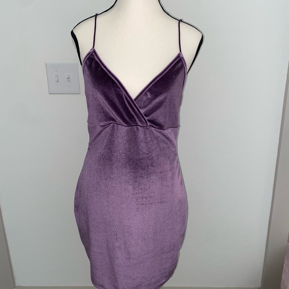 SHEIN | Dresses | Shein Purple Velour Mini Dress | Poshmark